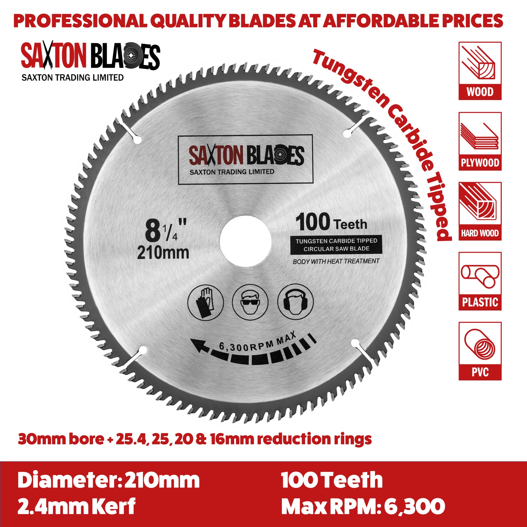 TCT Circular Blade 210mm x 100T | Saxton Blades