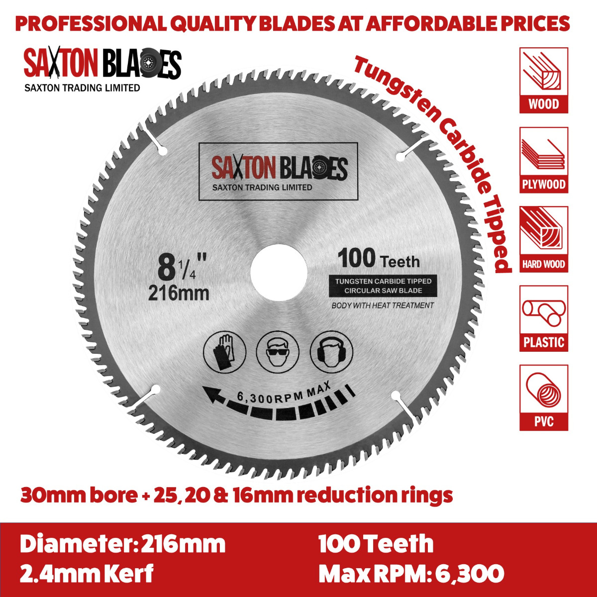 TCT Circular Blade 216mm x 100T | Saxton Blades