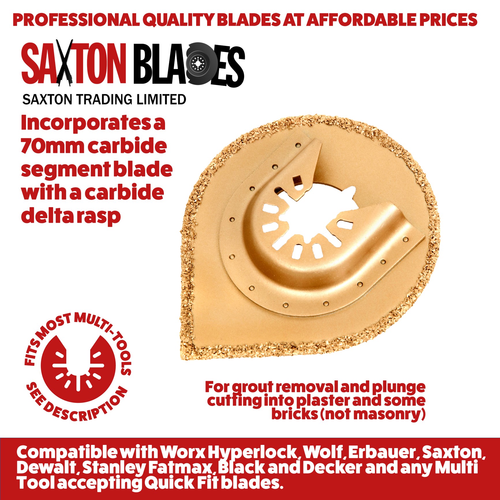 70mm Carbide Teardrop Blade - Quick Fit | Saxton Blades