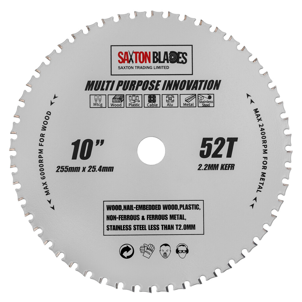 TCT Multi Purpose Innovation Circular Saw Blade 255mm x 52T x 25.4mm Bore | Saxton Blades