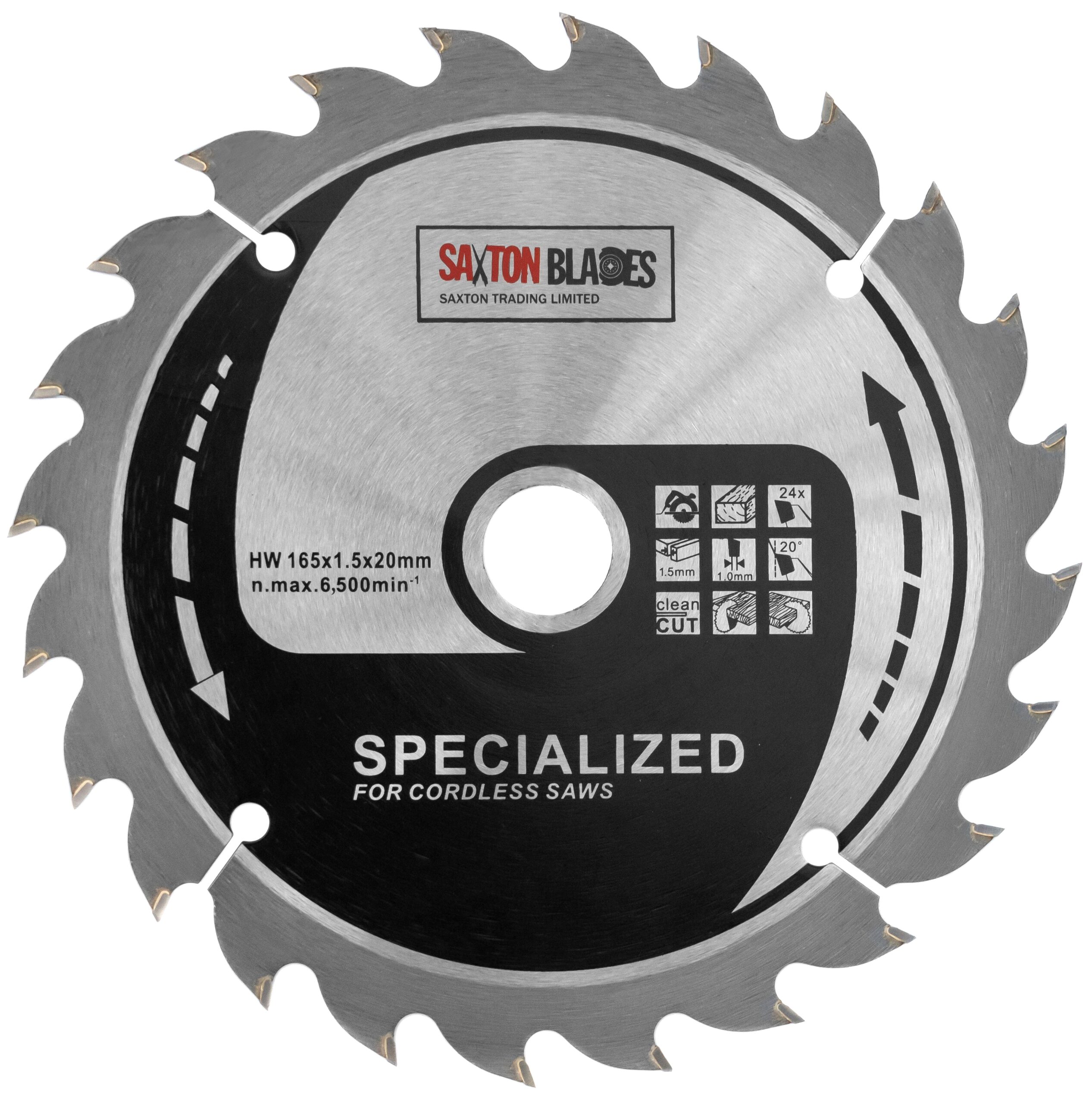 TCT Circular Blade 165mm x 24T Fits Milwaukee (15.87mm Ring) | Saxton ...