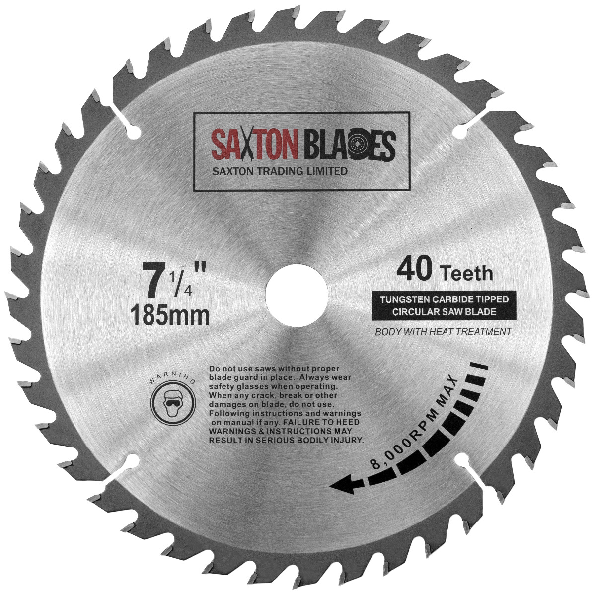 TCT Circular Blade 185mm x 40T x 20mm Bore (16mm ring) | Saxton Blades