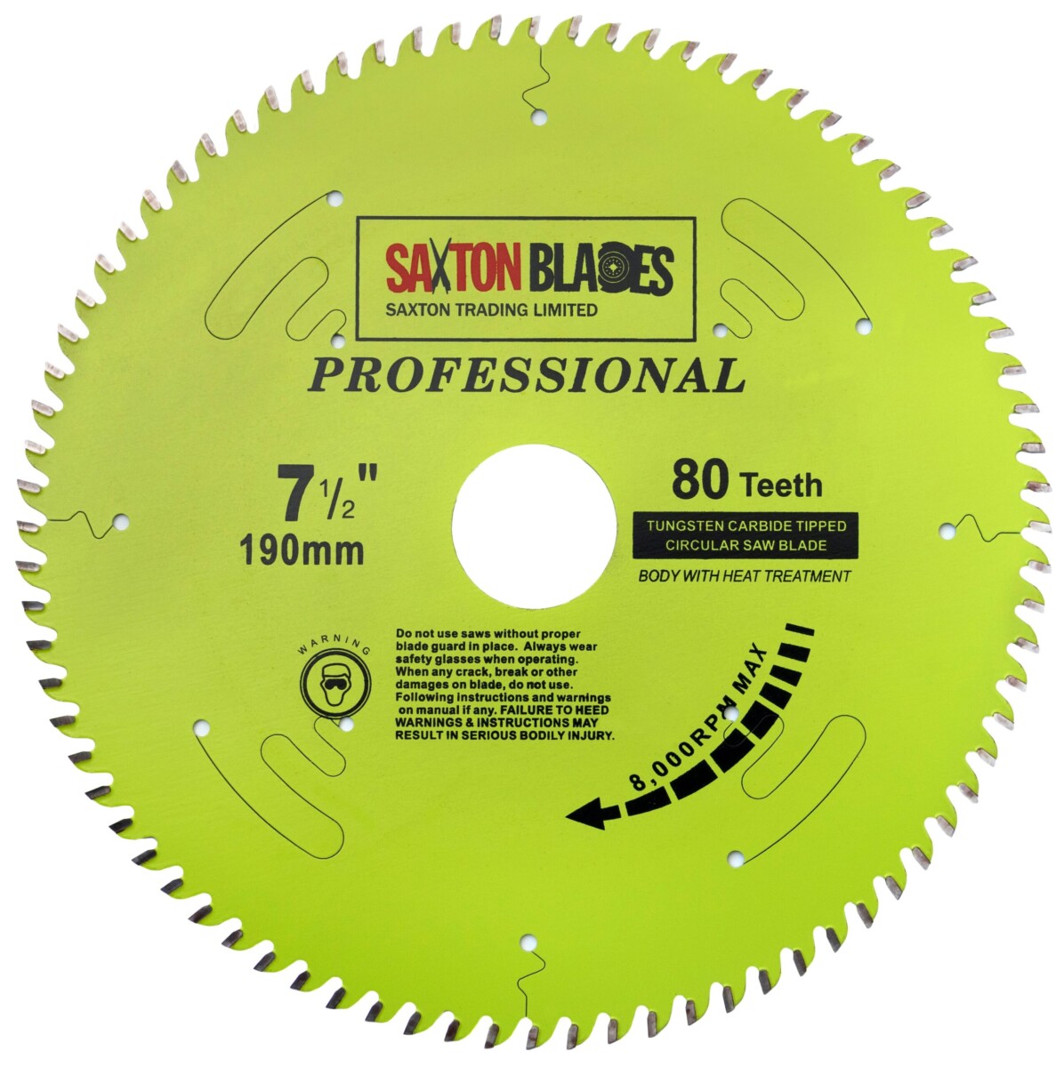 Professional Range TCT Circular Blade 190mm x 80T | Saxton Blades