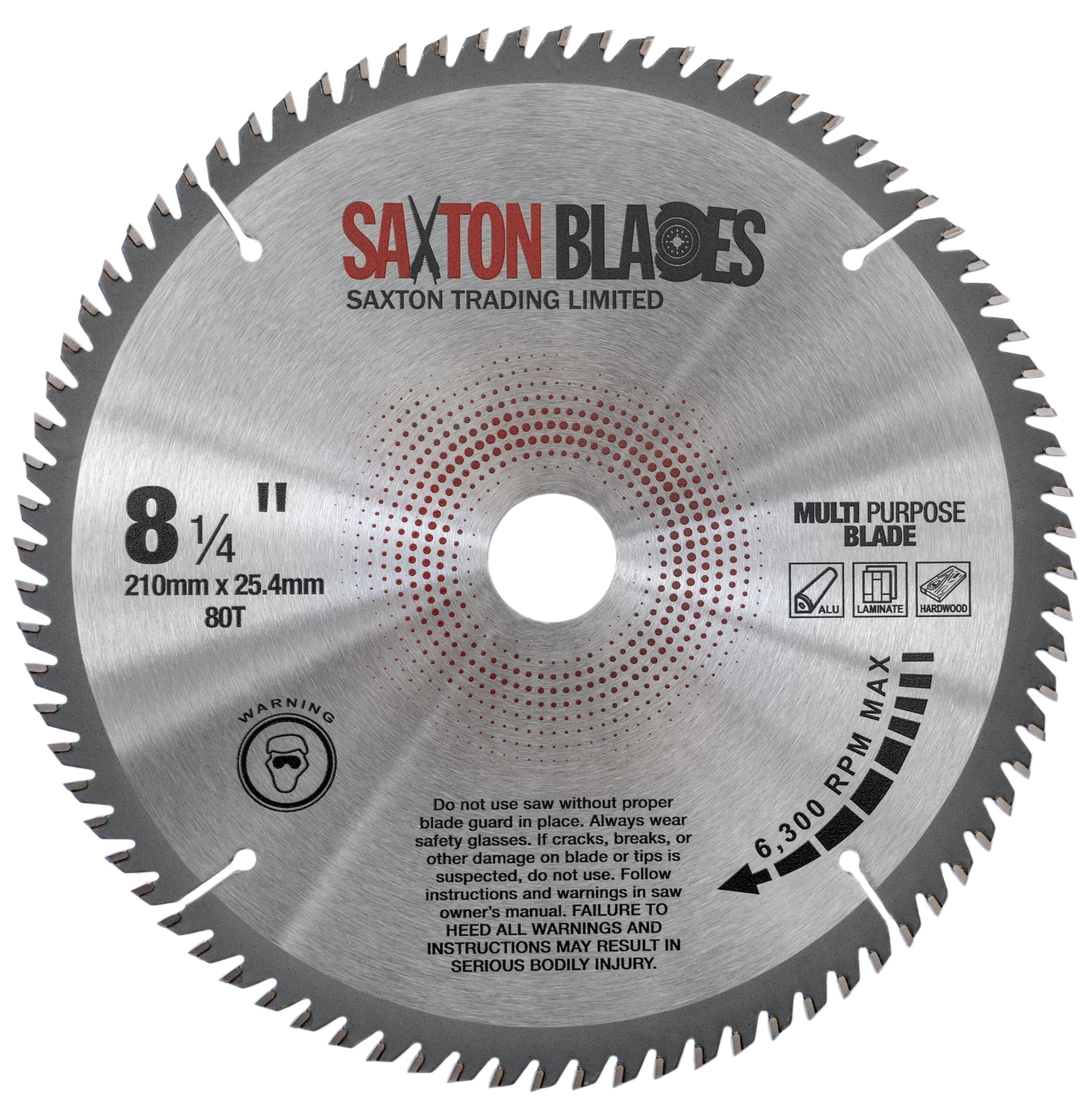 TCT Multi-Purpose Circular Blade 210mm x 80T x 25.4mm Bore | Saxton Blades