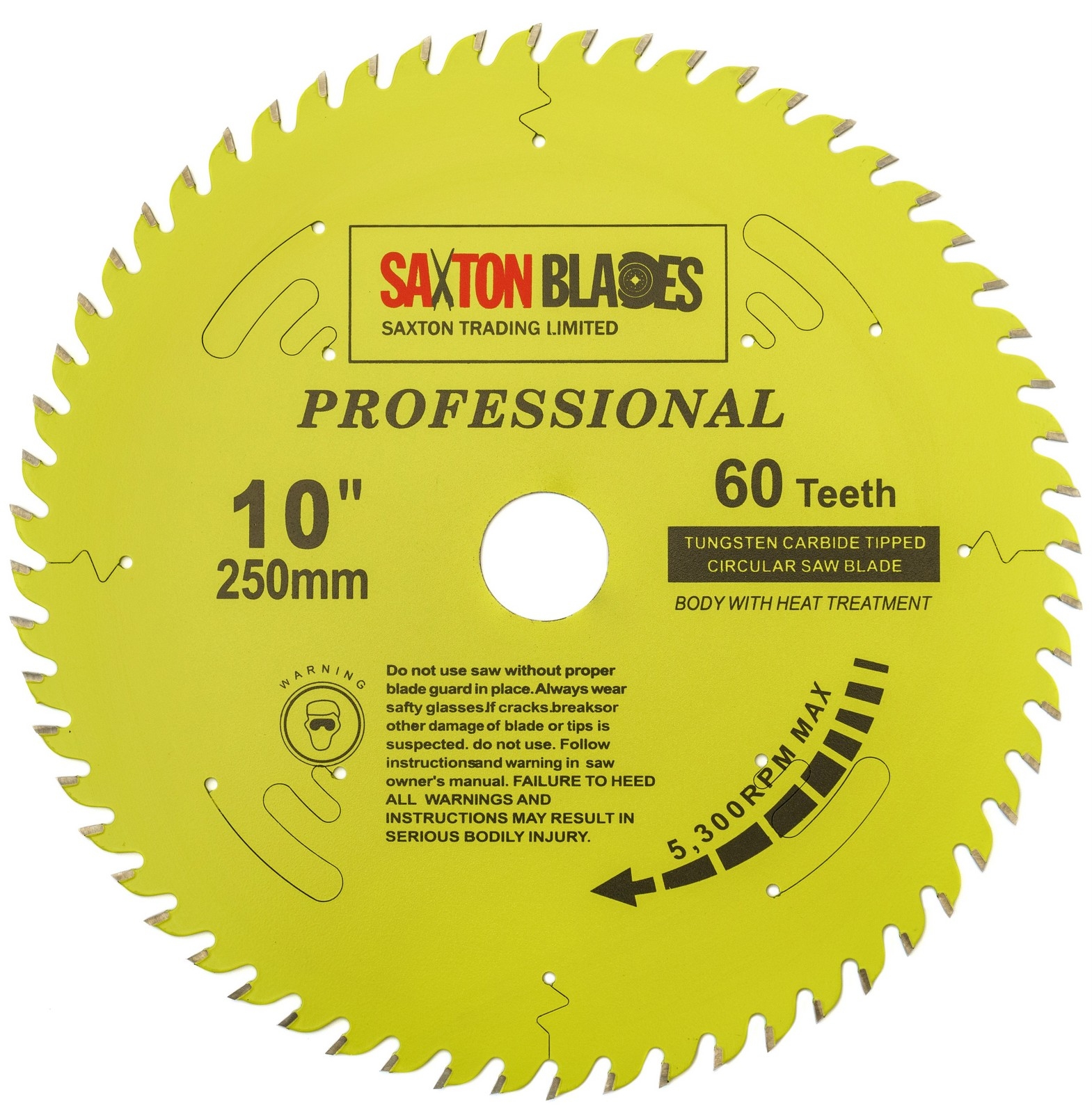 Professional Range TCT Circular Blade 250mm x 60T | Saxton Blades
