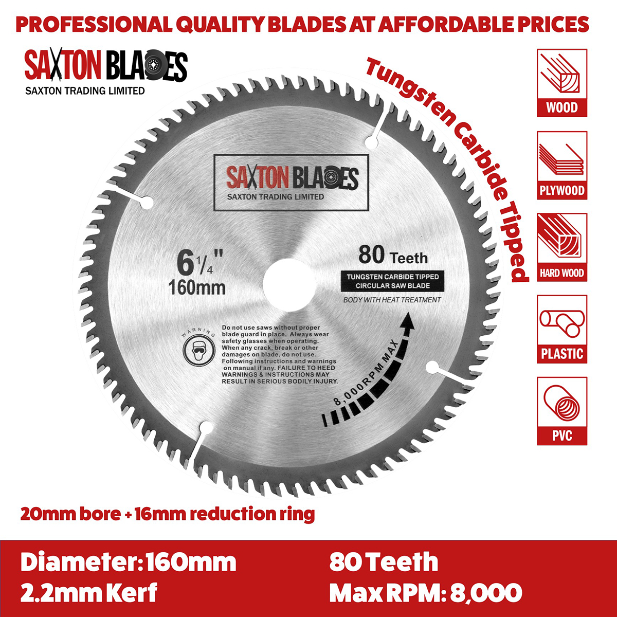 Tct Circular Blade 160mm Pack D Saxton Blades