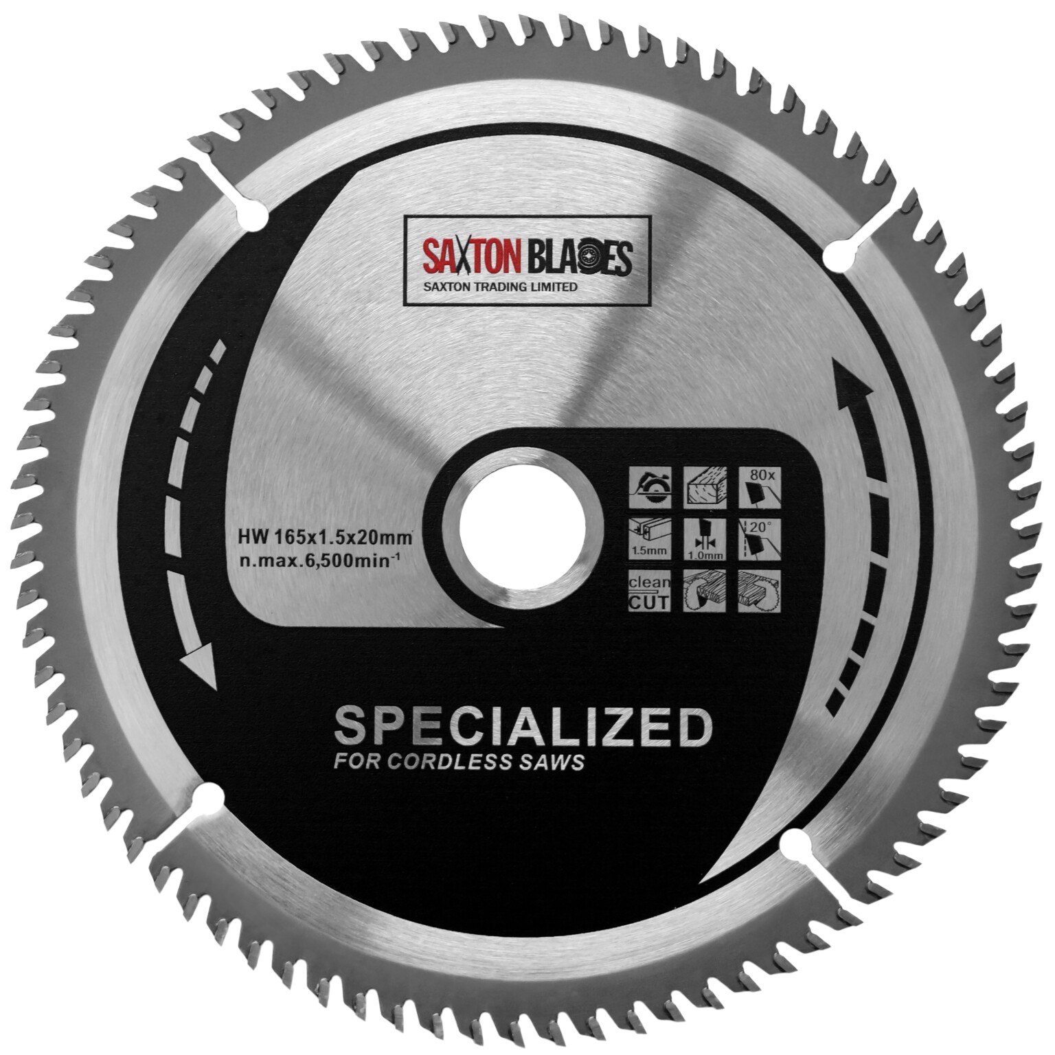 TCT Circular Blade 165mm x 80T Thin Kerf | Saxton Blades