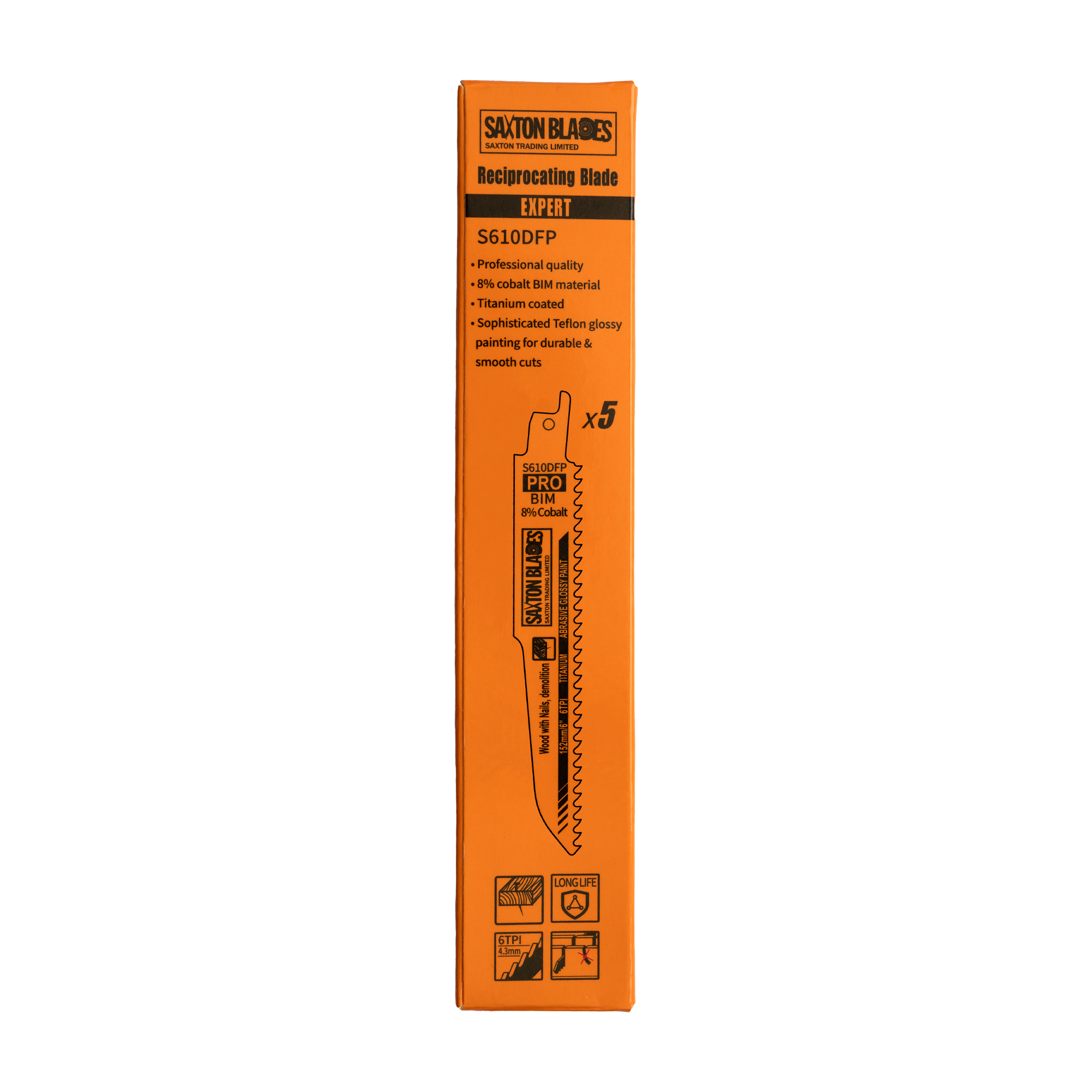 150mm Professional Range Reciprocating Saw Blade Demolition Bi-Metal 8% ...