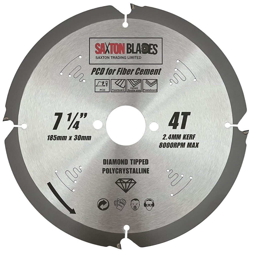 PCD Circular Saw Blade, 185mm x 4 Teeth Polycrystalline Diamond Tipped ...