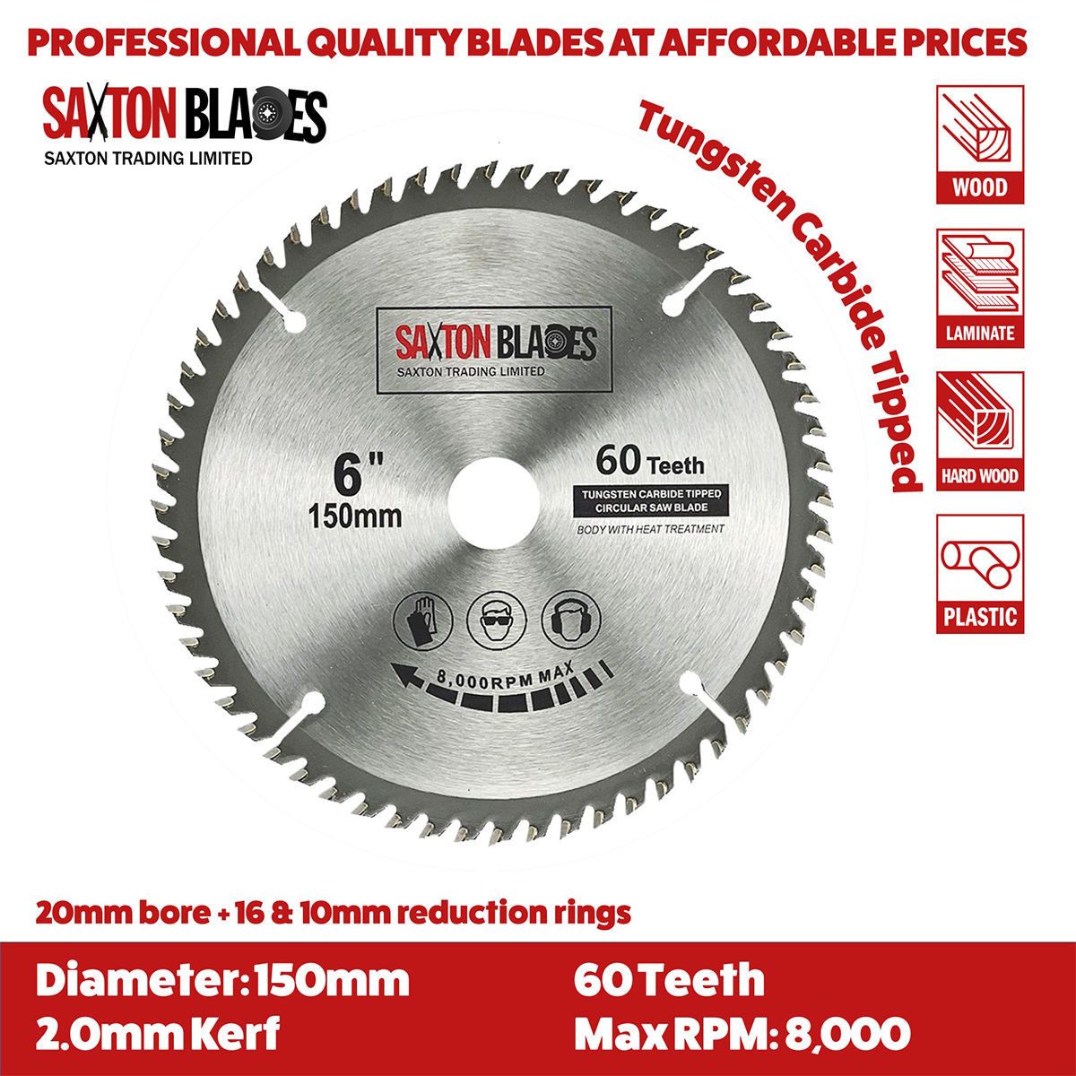 TCT Circular Blade 150mm x 60T | Saxton Blades